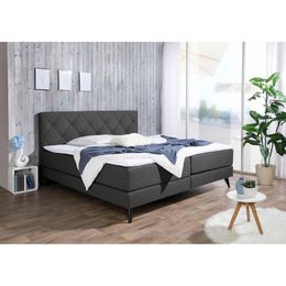 Maintal Boxspringbett grau Topperbezug Microfaser aus 100% Polyester;Bezug der Spiegelfl&auml;che Matratzendrell aus 100% Polyester;Strukturstoff-Bezug (100% 