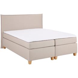 Home Affaire Boxspringbett &raquo;Houssay&laquo; inkl. Topper, 5 Breiten, 2 H&auml;rtegraden auch in &Uuml;berl&auml;nge 220 cm beige Struktur fein (100% Polyester)