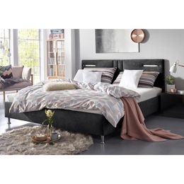 Westfalia Schlafkomfort Polsterbett &raquo;Elba&laquo; wahlweise mit LED-Beleuchtung schwarz Bezug Bett: Microfaser (100% Polyester) oder Strukturstoff (77% Polyester, 23% Viskose);