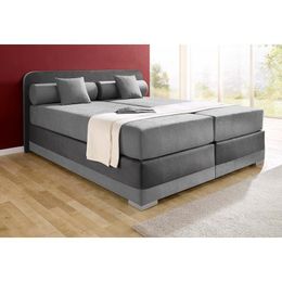 Maintal Boxspringbett &raquo;Lago&laquo; in 3 verschiedenen Matratzenarten, H2 oder H3 grau Bezug Kopteil und seitliche Unterbox wahlweise Microvelours aus 100% Polyester