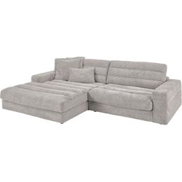3C Candy Ecksofa &raquo;Stripes Mega-Sofa, bequem und komfortabel, L-Form&laquo; Lose R&uuml;ckenkissen, mit feiner Quersteppung, Cord-Bezug grau 88% Polyester, 12% 