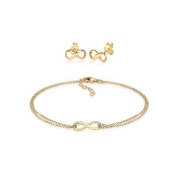 Elli Damen Schmuckset &raquo;Infinity Symbol Armband Ohrstecker Set 925 Silber&laquo; () gold