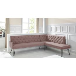 exxpo - sofa fashion Eckbank &raquo;Doppio, Chesterfield Optik, komfortabel und bequem, hohe Designf&uuml;&szlig;e&laquo; Frei im Raum stellbar pink 100% Polyester