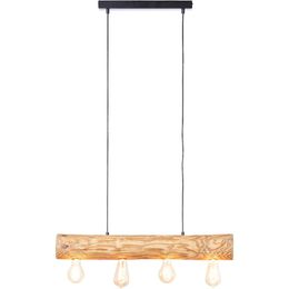 Brilliant Pendelleuchte &raquo;Trabo&laquo; E27 1 Stk. 105cm H&ouml;he, 70cm Breite, 4 x E27, k&uuml;rzbar, Holz/Metall, kiefer gebeizt braun
