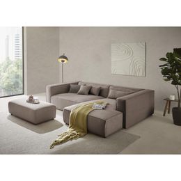 LeGer Home by Lena Gercke Ecksofa &raquo;PIARA XXL, L-Form, Schlaffunktion, Cord, Leinenoptik o. Strukturstoff&laquo; Hocker stellbar zum Schlafsofa (