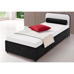 Maintal Polsterbett wahlweise mit Bettkasten schwarz-wei&szlig; Liegefl&auml;che L&auml;nge B: 200cm x 90cm, Microvelours, H&ouml;he Liegefl&auml;che: 42,00, Bonnell-Federkernmatratze 
