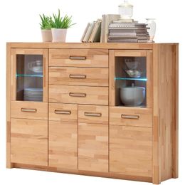 MCA living Highboard &raquo;Fenja Schrank, Hochschrank, Hochkommode, Breite 163 cm&laquo; Set, 1 St&uuml;ck, 1 Stk. tlg. Massivholz, 3 Schubk&auml;sten, 4 T&uuml;ren, Made in 