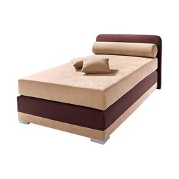 Maintal Boxspringbett &raquo;Lago&laquo; in 3 verschiedenen Matratzenarten, H2 oder H3 braun Bezug Kopteil und seitliche Unterbox wahlweise Microvelours aus 100% 
