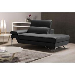 Egoitaliano Ottomane &raquo;Princess, elegantes Designsofa mit erstklassigem Sitzkomfort,&laquo; inkl. verstellbarem Kopfteil und edle Designmetallf&uuml;&szlig;e schwarz Leder &raquo;BULL&laquo; (