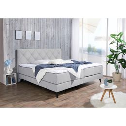 Maintal Boxspringbett grau Topperbezug Microfaser aus 100% Polyester;Bezug der Spiegelfl&auml;che Matratzendrell aus 100% Polyester;Strukturstoff-Bezug (100% 