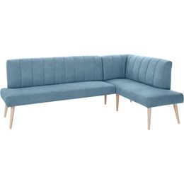 exxpo - sofa fashion Eckbank &raquo;Costa, moderne R&uuml;ckensteppung, bequem und elegant, hoher Holzfu&szlig;&laquo; hochwertig verarbeitet, Frei im Raum stellbar blau 