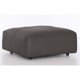 Musterring Hocker &raquo;LUCIA&laquo; grau Flachgewebe VALMONT (60% Baumwolle/40% Leinen);Leder PURO, pigmentiertes Leder;Microfaser CRONA (100% Polyester);Flachgewebe 