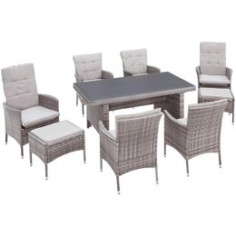 Konifera Garten-Essgruppe &raquo;Parla&laquo; Set, 6xSessel, 1x AZ-Tisch 150-242,5cm,2x Hocker,inkl. Auflagen, Polyrattan, 21 Stk. tlg. 2 der 6 Sessel sind 