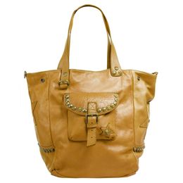 Samantha Look Damen Shopper echt Leder, Made in Italy gelb