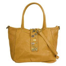 Forty Damen forty&deg; Henkeltasche echt Leder, Made in Italy gelb
