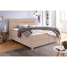 Maintal Boxspringbett inkl. Topper beige Bezug: Strukturstoff aus 100% Polyester;Bezug der Spiegelfl&auml;che Matratzendrell aus 100% Polyester;Bezug des Toppers: 
