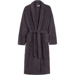 HIP Bademantel &raquo; Bathrobe uni&laquo; Packung, 1x Bademantel, 1 Stk. Schalkragen, G&uuml;rtel, Taschen, Damen & Herren, Velours, Glanz grau Walkfrottee