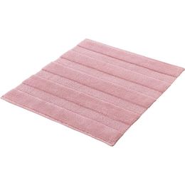 Kleine Wolke Badematte &raquo;Tikka&laquo; H&ouml;he 5 mm rutschhemmend beschichtet fu&szlig;bodenheizungsgeeignet Badteppich, Uni-Farben, gestreift, Hoch-Tief Effekt rosa Baumwolle