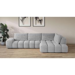 OTTO home Ecksofa &raquo;AZITA L-Form, XL 296 cm - Designsofa in Bubble-Optik&laquo; lose R&uuml;ckenkissen, traumhafte Steppung grau 100% Polyester