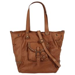 Samantha Look Damen Shopper echt Leder, Made in Italy braun