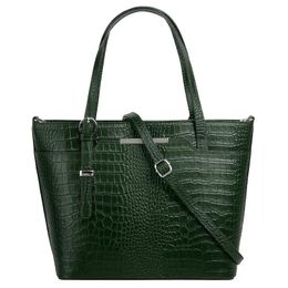 CLUTY Damen Henkeltasche echt Leder, Made in Italy gr&uuml;n