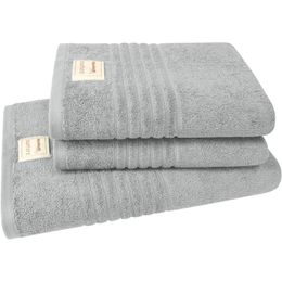 Dyckhoff Handtuch Set &raquo;Nature&laquo; Set 3 Stk. Frottier 3er Set: 2x Handt&uuml;cher, je 50 x 100 cm & 1x Badetuch 70 x 140 cm silber Frottier, Obermaterial: 100% 