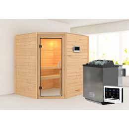 Karibu Sauna &raquo;Mia (Fronteinstieg)&laquo; Ofen 9 kW Bio externe Strg easy beige