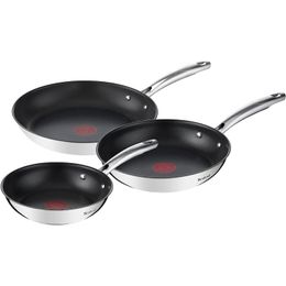 Tefal Pfannen-Set &raquo;Duetto+, langlebige Antihaftversiegelung, Thermo-Signal&laquo; Edelstahl Set, 3x Bratpfannen &Oslash; 20/24/28 cm, 3 Stk. tlg. Edelstahl-Griff, 