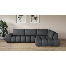 OTTO home Ecksofa &raquo;AZITA L-Form, XXL 352 cm Designsofa in Bubble-Opitk&laquo; lose R&uuml;ckenkissen, traumhafte Steppung grau 100% Polyester