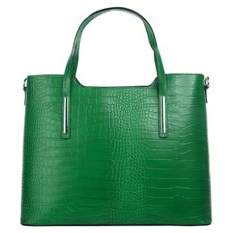 CLUTY Damen Henkeltasche echt Leder, Made in Italy gr&uuml;n
