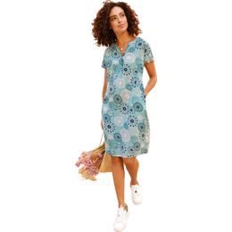 Damen Webkleid in ornamentalem Dessin ozean-dunkelblau-bedruckt, Gr&ouml;&szlig;e 54