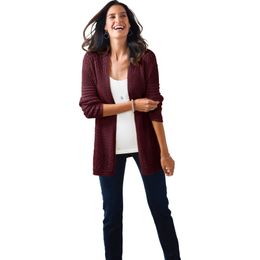 CR&Eacute;ATION L Damen Strickjacke mit Ajour-Muster burgund Gr&ouml;&szlig;e 38