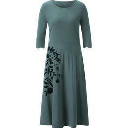 CR&Eacute;ATION L Damen Strickkleid mit samtigem Flockdruck jade Gr&ouml;&szlig;e 40