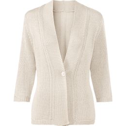 CR&Eacute;ATION L Damen Strickjacke in pflegeleichtem B&auml;ndchengarn champagner Gr&ouml;&szlig;e 46
