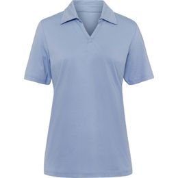 Damen Poloshirt mit V-Ausschnitt bleu, Gr&ouml;&szlig;e 46