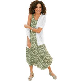 CR&Eacute;ATION L Damen Druckkleid zum Reinschl&uuml;pfen khaki-wei&szlig;-bedruckt Gr&ouml;&szlig;e 40