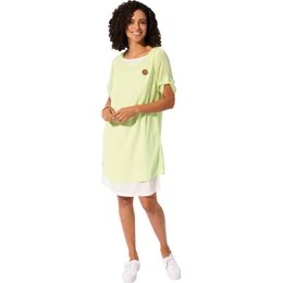 Damen Webkleid in pflegeleichter Qualit&auml;t pistazie-ecru, Gr&ouml;&szlig;e 40