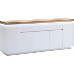 MCA furniture Sideboard &raquo;Romina&laquo; mit LED Beleuchtung wei&szlig; dimmbar, inkl. Fernbedienung wei&szlig; MDF, Massivholz