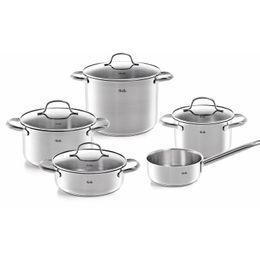 Fissler Topf-Set &raquo;San Francisco&laquo; Set, Bratentopf 20 cm, je 1 Kochtopf 16/20/24 cm, Stielkasserolle 16 cm, 9 Stk. tlg. Edelstahl 18/10 silber