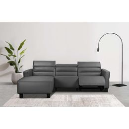 Home Affaire Ecksofa &raquo;Carpari, L-Form, 263 cm, manuelle o. elektrische Relaxfunktion,&laquo; USB A/C und Kopfteilverstellung grau