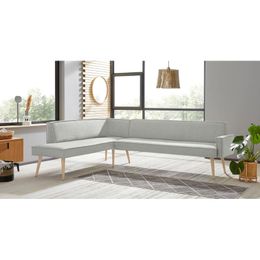 exxpo - sofa fashion Eckbank &raquo;Lungo, moderne Kedernaht, bequem und elegant, hoher Holzfu&szlig;&laquo; hochwertige Detailverarbeitung, frei im Raum stellbar beige