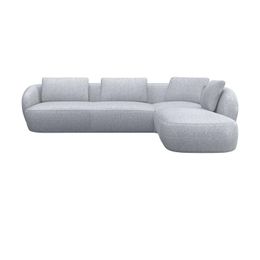 FLEXLUX Ecksofa &raquo;Torino, rund, L-Form, Sofa-Ecke mit Ottomane&laquo; Modernes, organisches Sofa-Design, Kaltschaum, Wellenunterfederung grau
