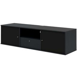 TV-Board &raquo;Mistral Fernsehschrank, Medienm&ouml;bel, H&auml;ngend,&laquo; T&uuml;ren mit Akustikstoff, Schublade, Lowboard, B: 161,5 cm schwarz MDF, Massivholz, Spanplatte