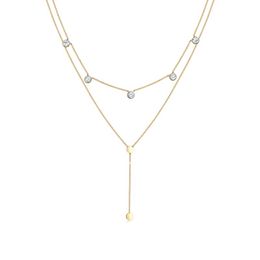 Elli Damen Gliederkette &raquo;Pl&auml;ttchen Layer Kristalle 925 Silber&laquo; gold