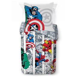 MARVEL Kinderbettw&auml;sche &raquo; Comics Bettbezug-Set 135x200 cm + Kissenbezug 80x80 cm&laquo; 2 tlg. tlg. 100 % Baumwolle, maschinenwaschbar, wendbar Washed 