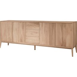 Home Affaire Sideboard &raquo;Koda, Anrichte mit 2 Schr&auml;nken & 3 Schubladen, Push-to-Open-Funktion&laquo; Massives Eichenholz, verstellbare Einlegeb&ouml;den, 