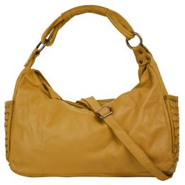 Samantha Look Damen Henkeltasche echt Leder, Made in Italy gelb