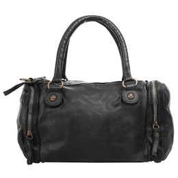 XZONE X-Zone Damen Henkeltasche echt Leder, Made in Italy schwarz