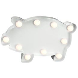 MARQUEE LIGHTS LED Dekolicht &raquo;Pig&laquo; LED-Modul 1 Stk. Warmwei&szlig; Wandlampe, Tischlampe Schwein, Tier mit 10 Leuchtmittel - 23x14 cm wei&szlig;