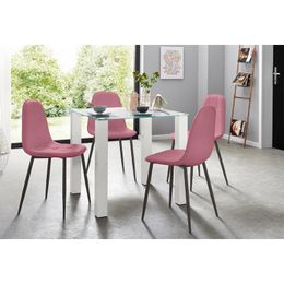 Inosign Essgruppe Set, 5 Stk. tlg. mit Glastisch, Breite 80 cm rosa